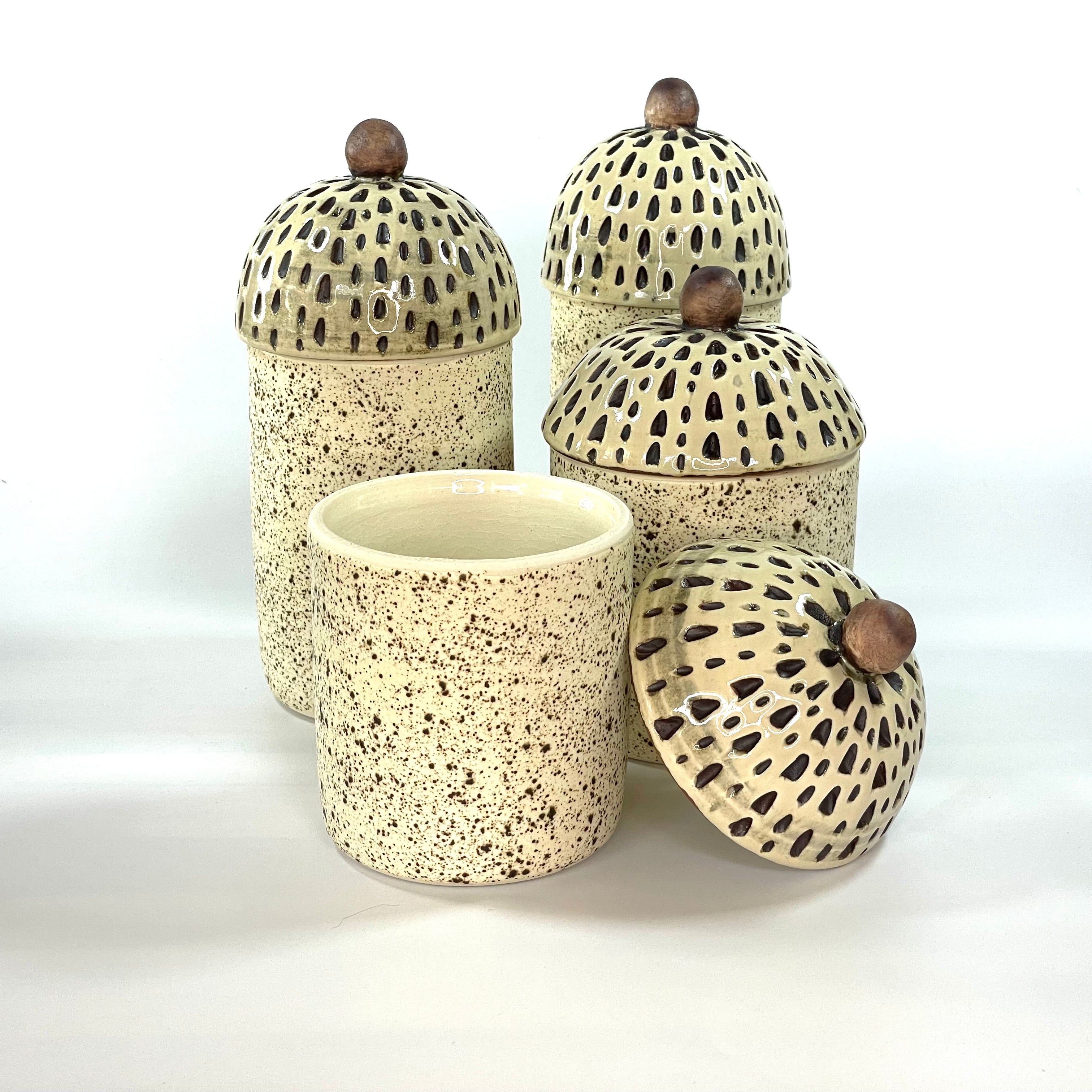 handmade ceramic acorn jars - thrown on a potters wheel and sculpted ...